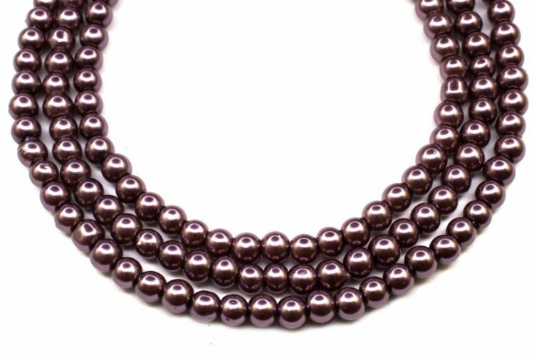 Жемчуг искусственный 4мм, отверстие 0,5мм, цвет фиолетовый, 512-031, 20шт