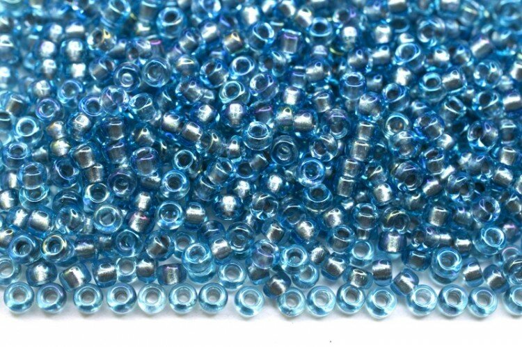 Бисер японский MIYUKI круглый 11/0 #1824 голубой/серебро, окрашенный изнутри, 10 грамм