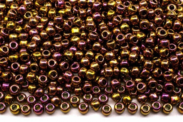 Бисер японский TOHO круглый 11/0 #0514 цыганское золото, металлизированный золотом, 10 грамм
