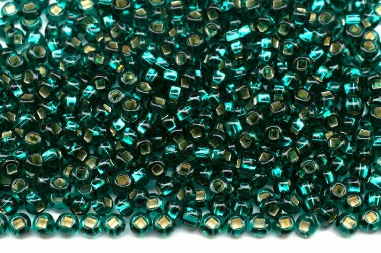 Бисер чешский PRECIOSA круглый 10/0 57710 цвет морской волны серебряная линия внутри, квадратное отверстие, 5 грамм