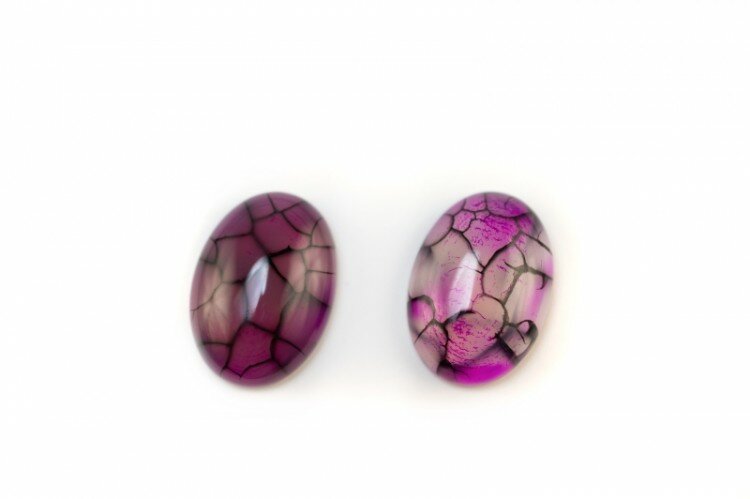 Кабошон овальный 25х18мм, Агат, оттенок фиолетовый, 2003-038, 1шт