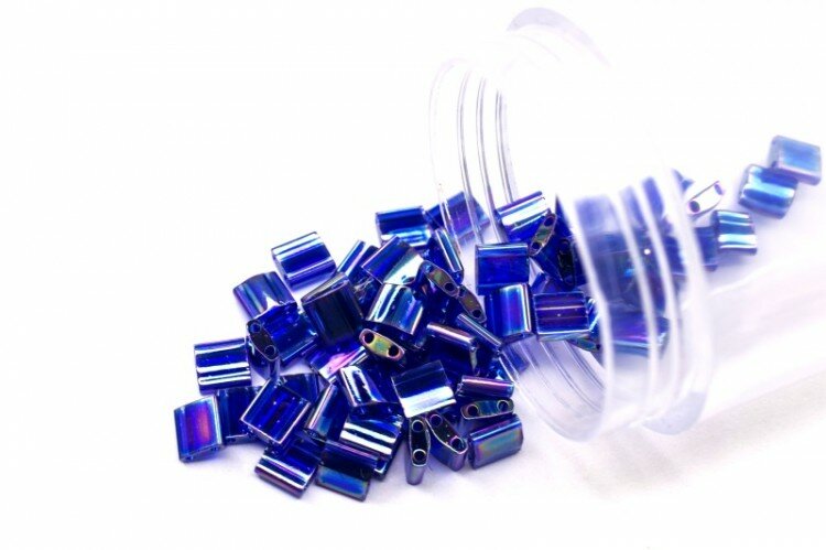 Бисер японский MIYUKI TILA #0177 кобальт, прозрачный радужный, 5 грамм