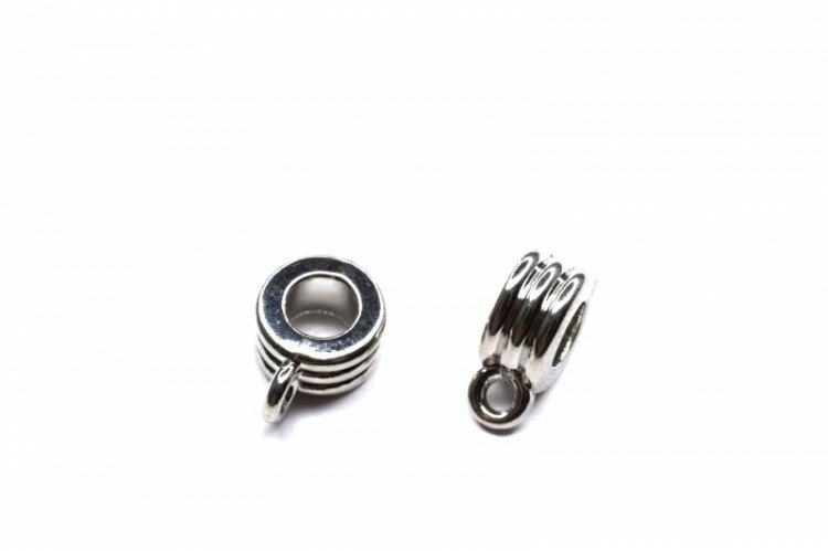 Держатель для кулонов 12х9х5мм, отверстие 5 и 1,5мм, цвет платина, сплав металлов, 03-022, 2шт