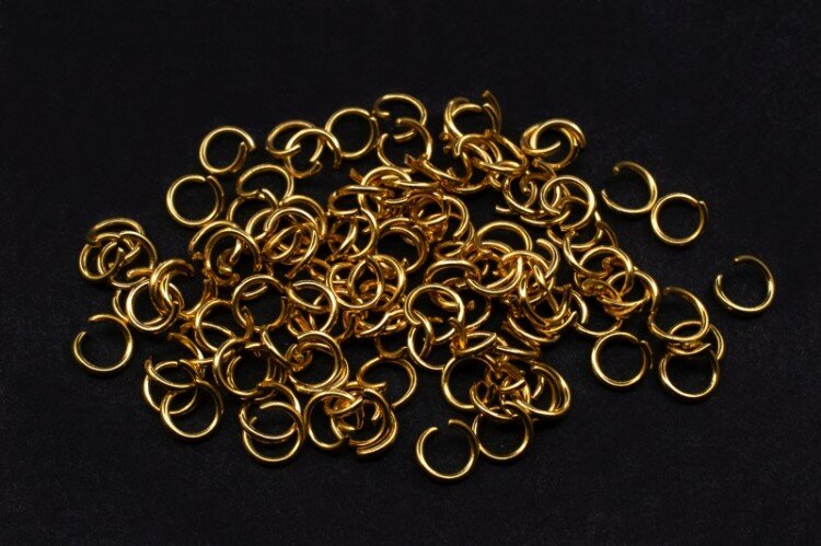 Кольца соединительные 4х0,6мм, разъемные, цвет золото, хирургическая сталь, 13-083, 3г (около 120шт)