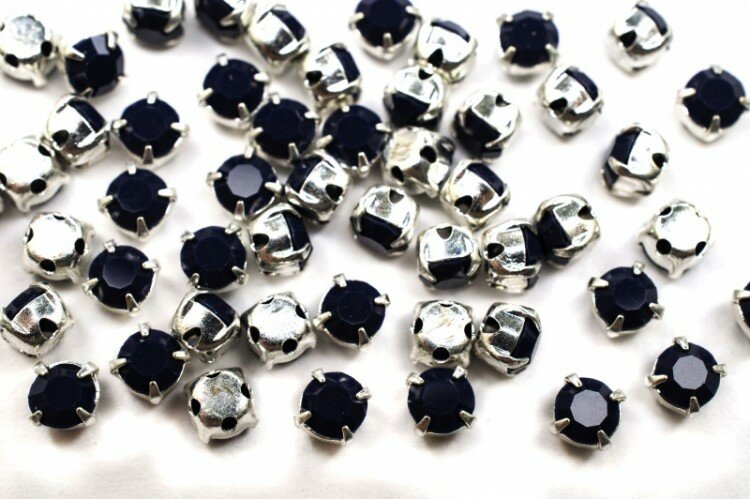 Шатоны Preciosa Maxima 4мм в оправе, цвет deep sea U/silver, 63-078, 10шт