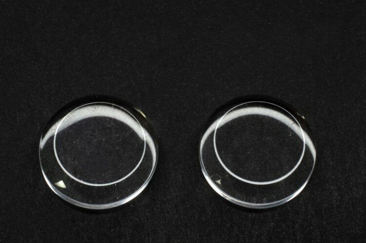 Кабошон круглый 18мм, толщина 4,5мм, цвет прозрачный, стекло, 2000-002, 2шт