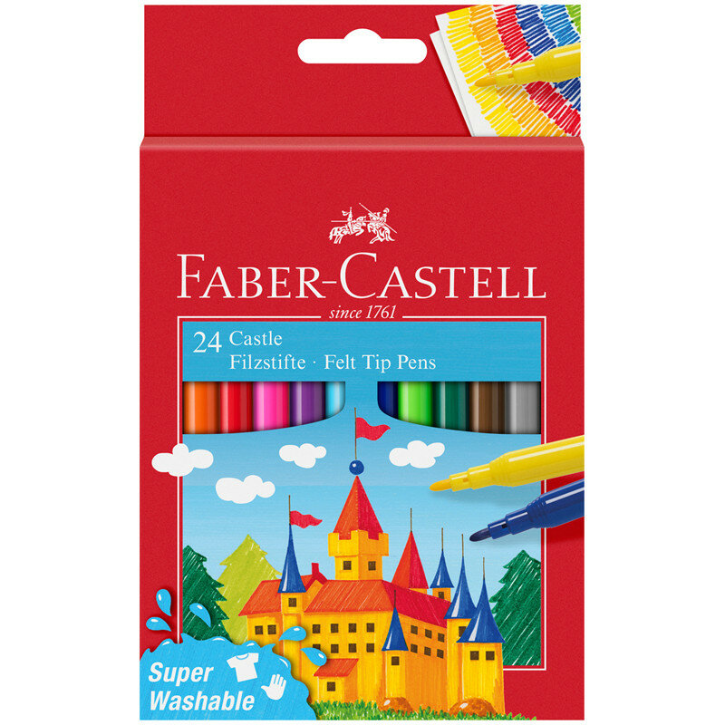 Фломастеры Faber-Castell "Замок", 24цв, смываемые, картон, европодвес, 315948