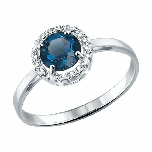 Кольцо, серебро, 925 проба, фианит, Лондон топаз