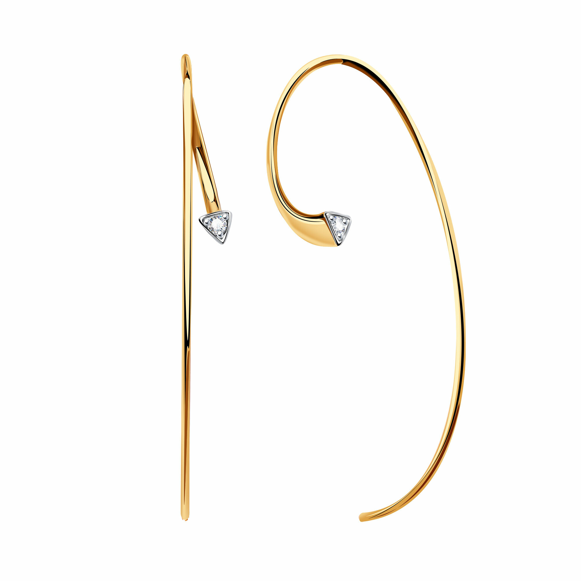 Серьги Diamant online, красное золото, 585 проба, фианит