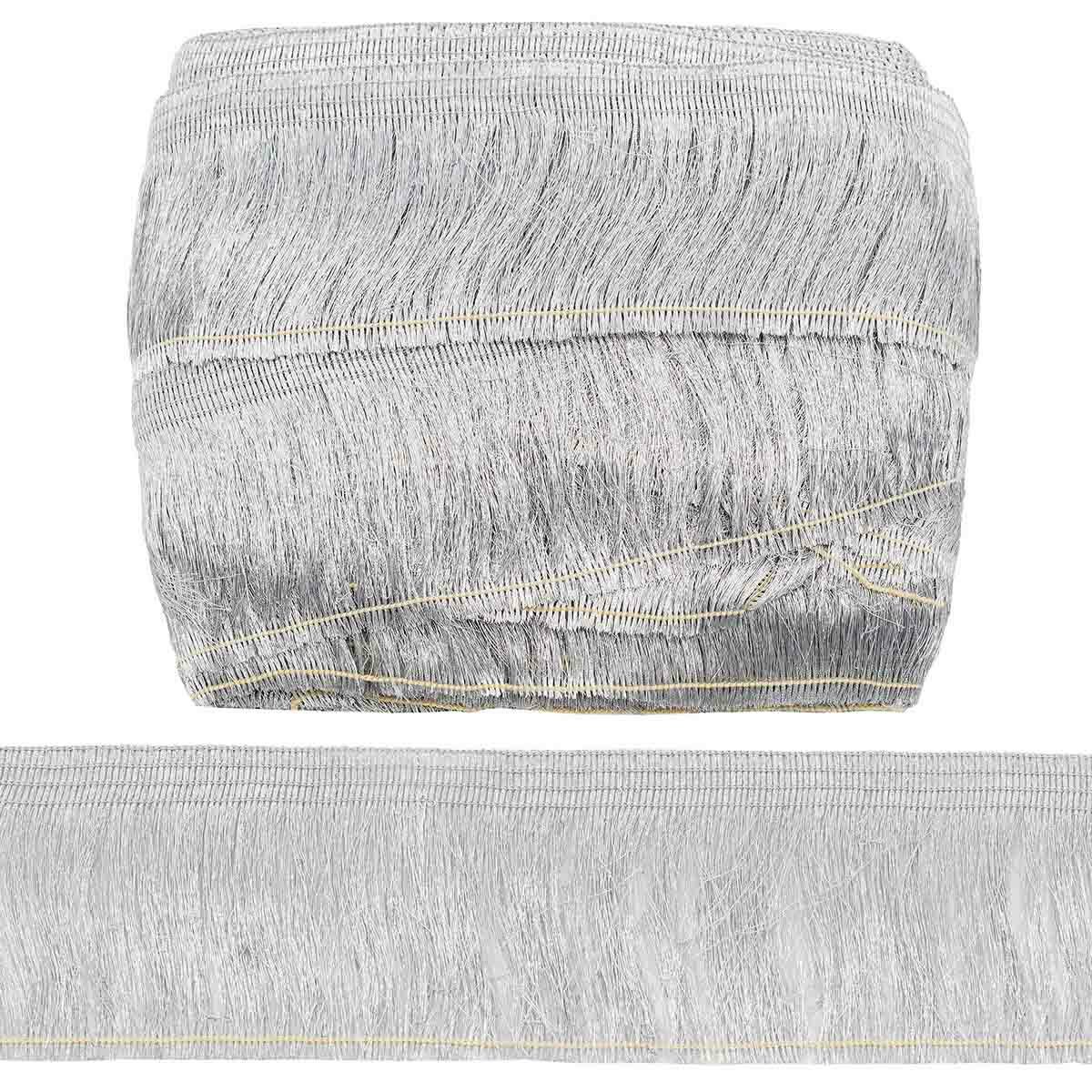 Бахрома для штор, текстиля, шитья, 8,5 см*25 м, металлизированная, серебристая, Айрис