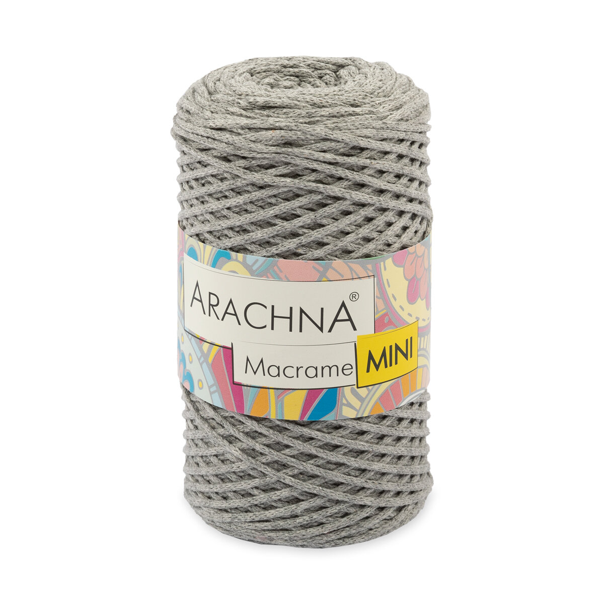 ARACHNA Macrame Mini-DN72 80% хлопок 20% полиэстер 250 г 200 м №42 серый меланж для макраме 1шт