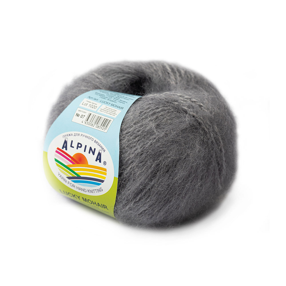 Пряжа ALPINA "LUCKY MOHAIR" 60% кид мохер, 40% акрил 50 г 150 м №07 св. серый