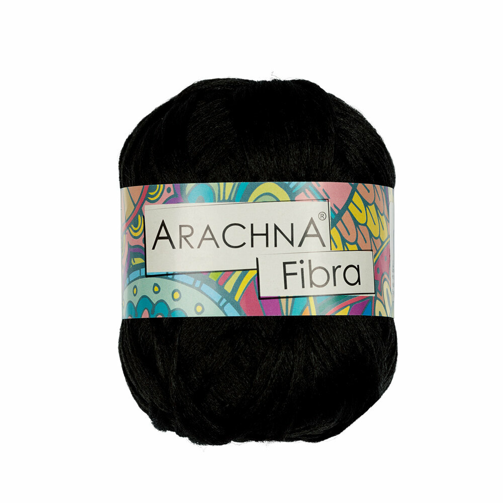 Пряжа ARACHNA "Fibra" 100% полиэфир 50 г 200 м ± 12 м №02 черный