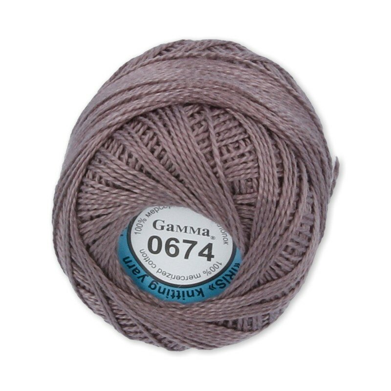 Пряжа "Gamma" Ирис 100% хлопок 10 г 82 м №0674 серый