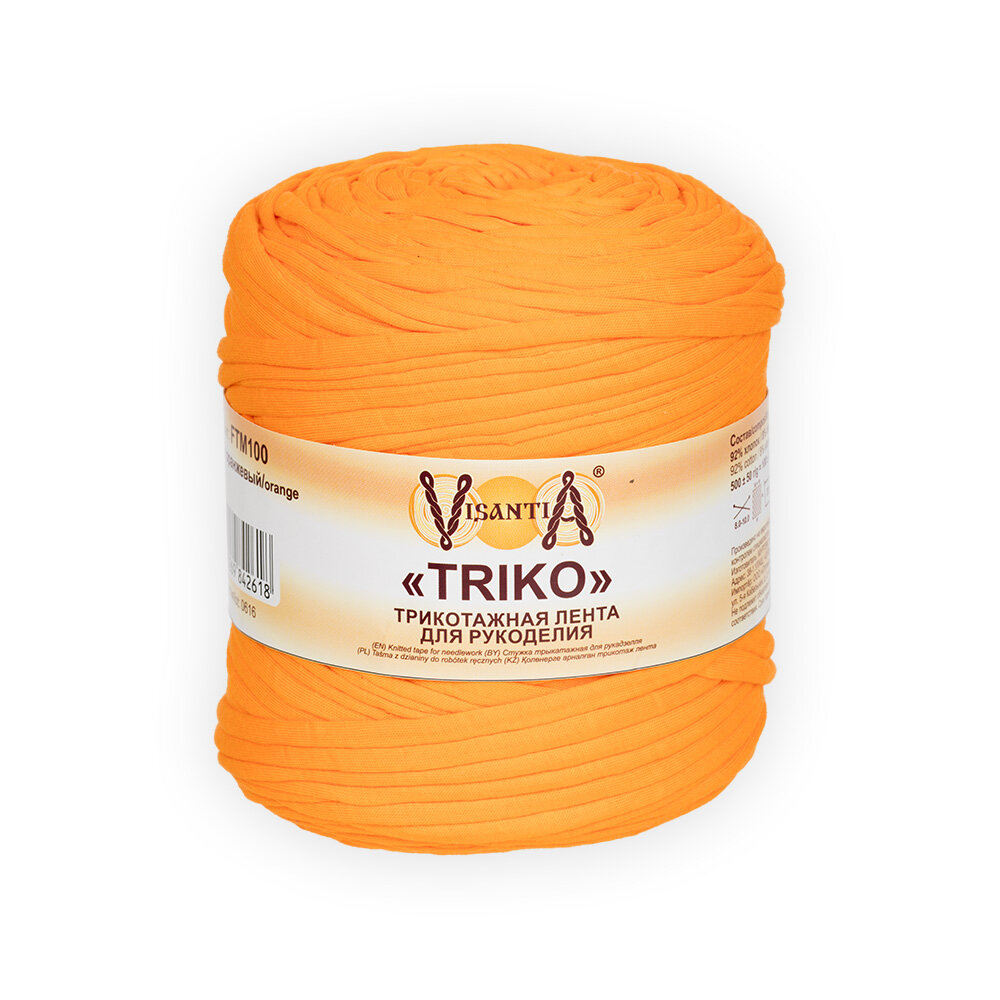 Пряжа VISANTIA "TRIKO" FTM100 92% хлопок, 8% эластан 500 г 100 м оранжевый
