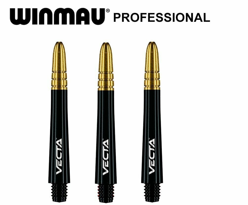 Композитные хвостовики 3шт (Black and Gold, Medium, 39mm) Winmau Vecta. Аксессуары для дротиков Дартс.