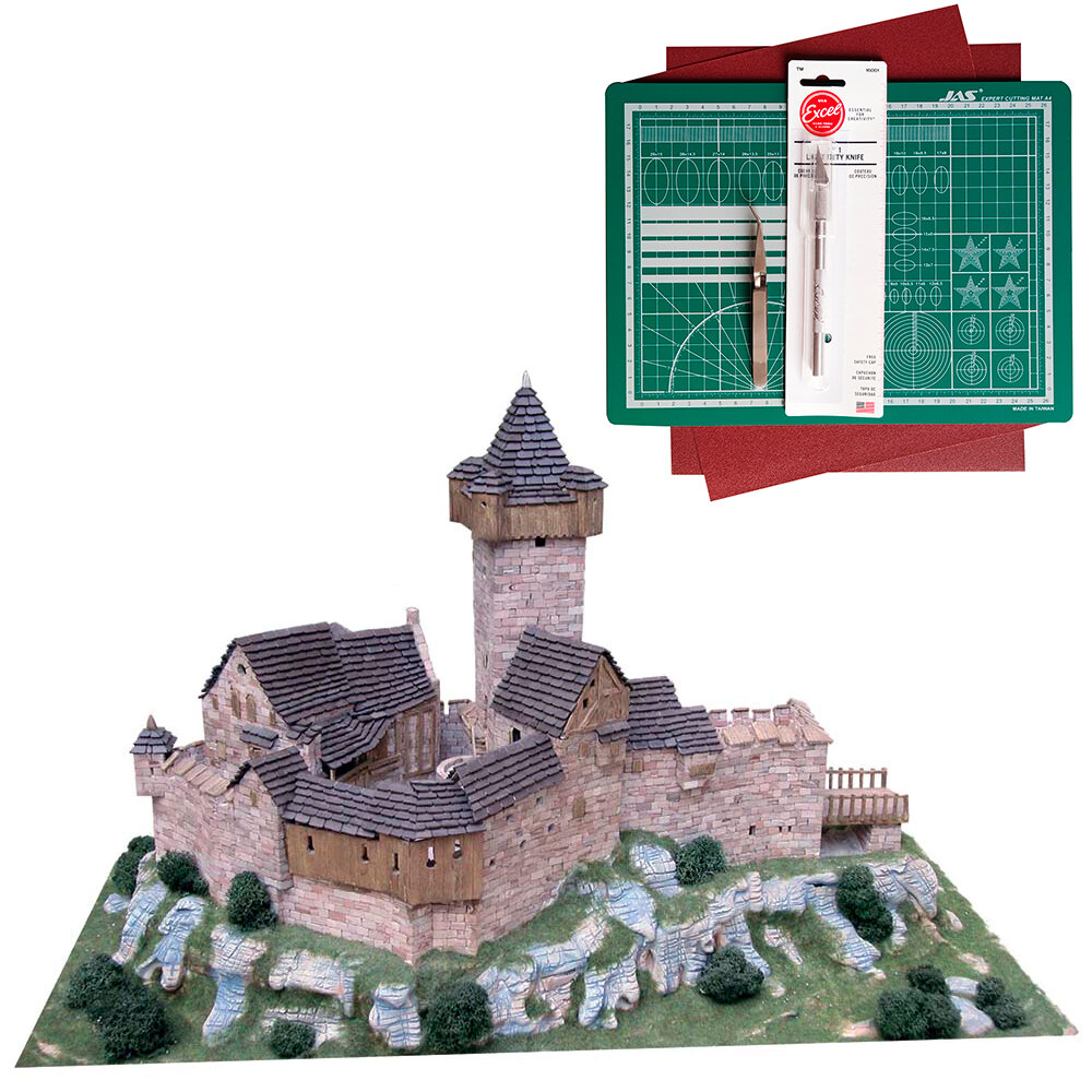 Замок Falkenstein, 600х360х310, 5900 дет, сложн 8/10, керамический конструктор Aedes Ars, подарочный набор, инструменты