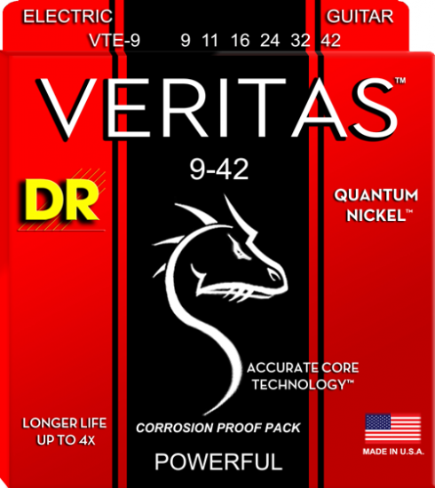 Струны для электрогитары DR VTE-9 Veritas Quantum Nickel Round Core 9-42