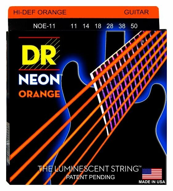 Струны для электрогитары DR Neon HiDef Orange NOE-11 11-50