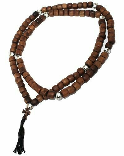 Четки деревянные самшитовые с крестом (100 зерен, диаметр - 58 см, зерно - 0,9 см).