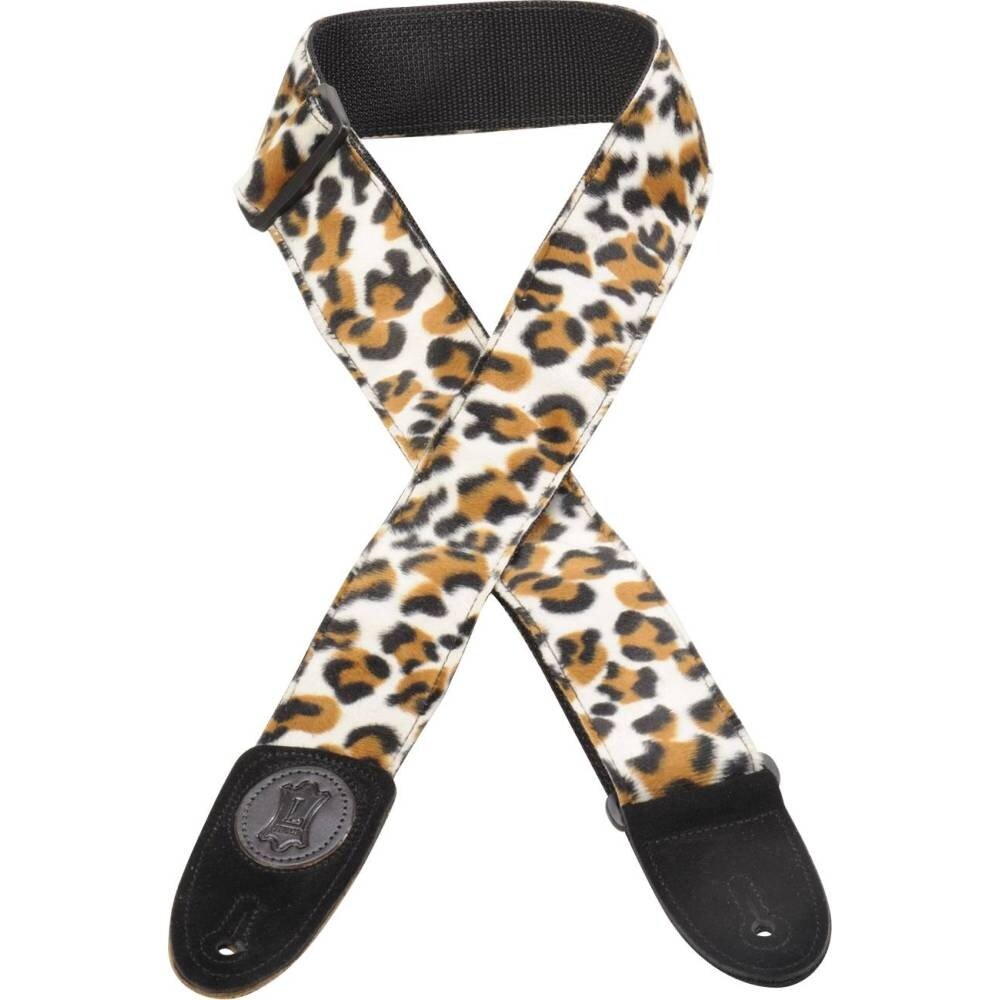 Ремень для гитары, искусственный мех, леопард, Levy's MSSF8-LYX Deluxe Series