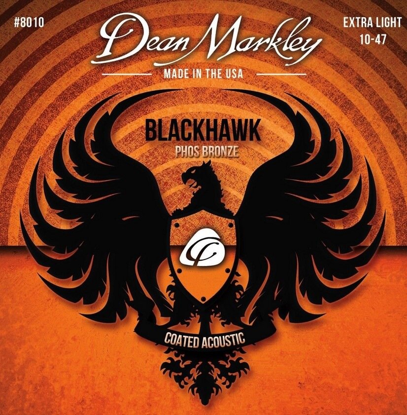 Струны для акустической гитары Dean Markley DM8010 Blackhawk Pure Bronze, с покрытием 10-47