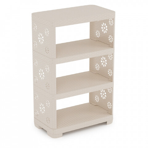 Этажерка 4 секции Плетенка №2 Альтернатива слоновая кость