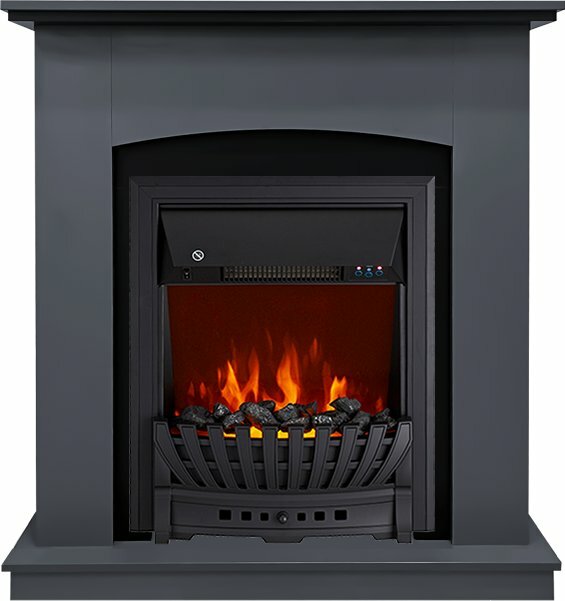 Электрокамин Barcelona графит с очагом Aspen Black, обогрев, пульт ду