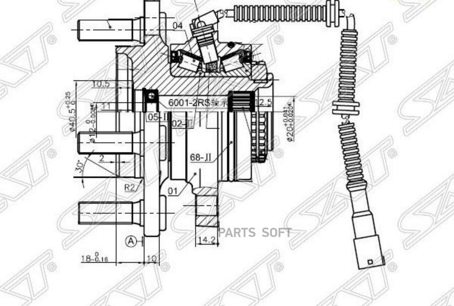 Ступичный узел SsangYong Actyon 05- / Actyon Sports 06-16 (Справа=Слева/ Спереди/ P/T) SAT ST-41420-09401 | цена за 1 шт