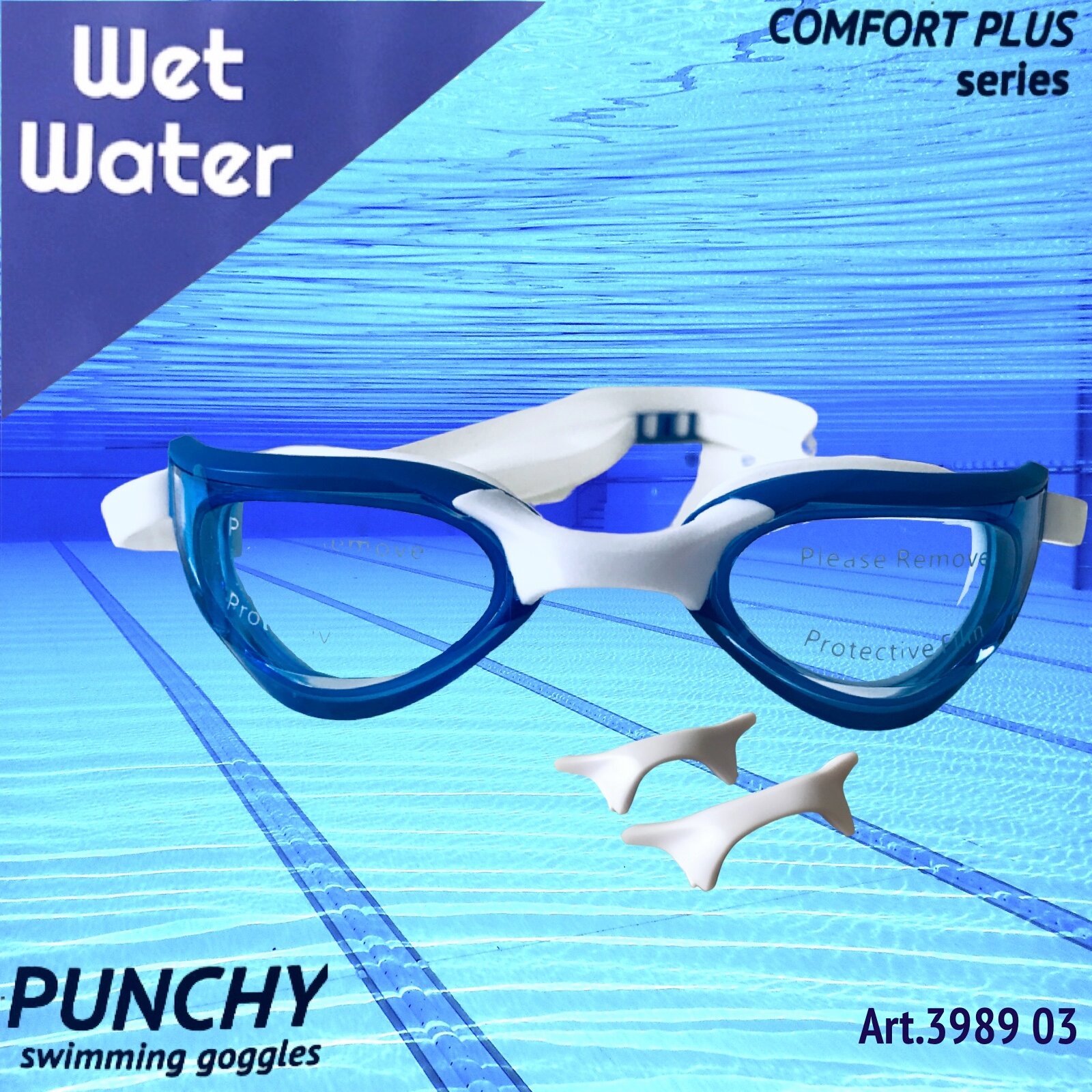Очки для плавания Wet Water "PUNCHY PLUS", антифог, UV-защита, сине-белые