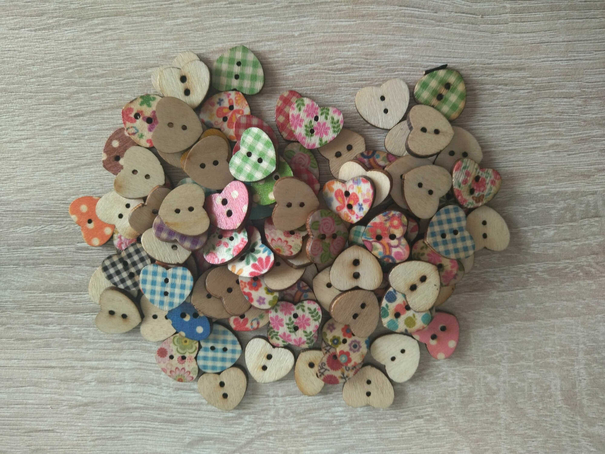 Набор пуговиц деревянных, декоративных, для творчества, рукоделия, хобби, игрушек, кукол, тильды