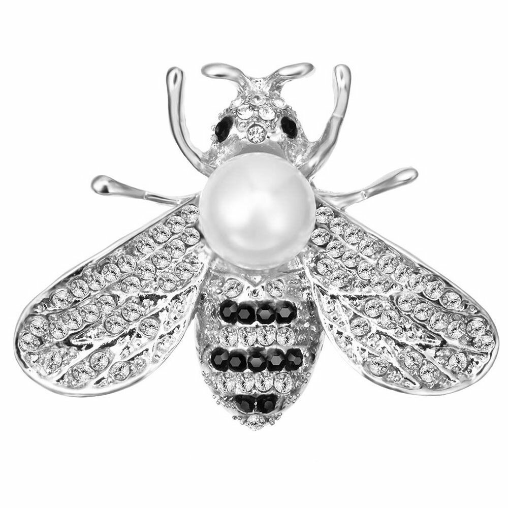 Брошь TASYAS, жемчуг имитация, стразы