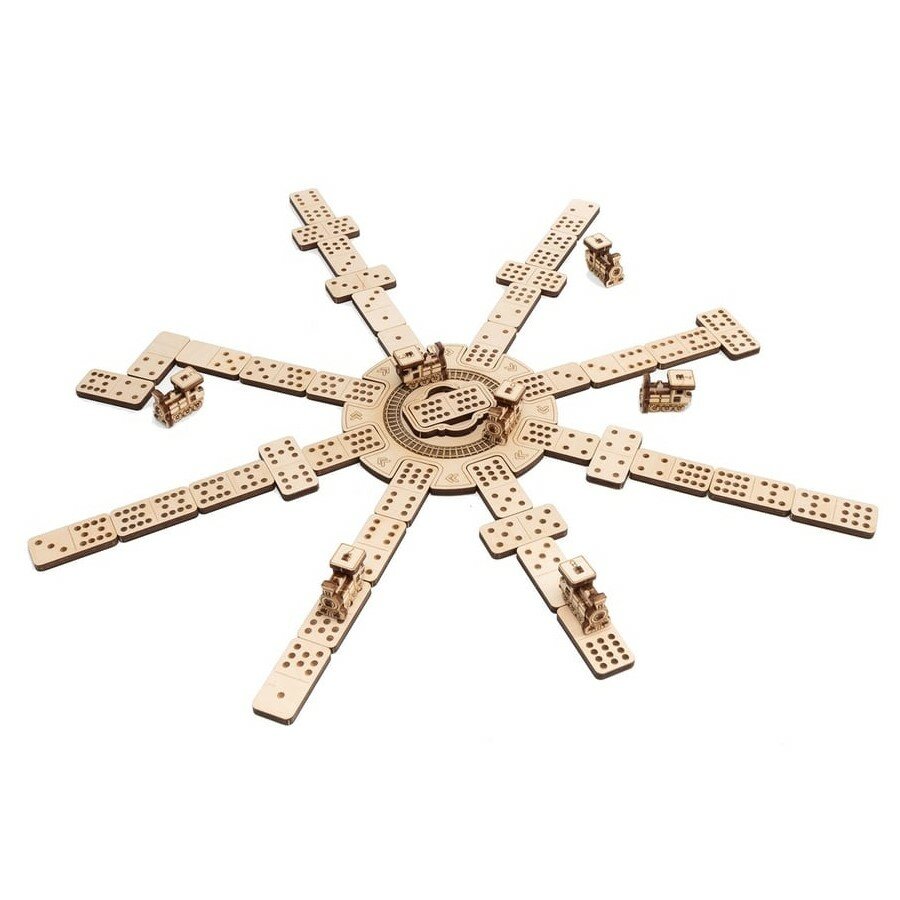 Деревянный конструктор и настольная игра GAMESET - Домино Мексиканский поезд (EWA)