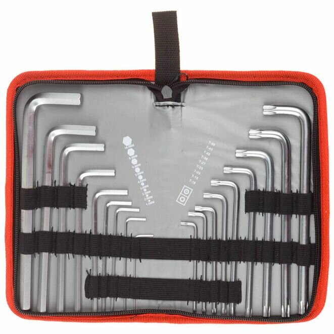 Набор ключей имбусовых ЗУБР "Мастер"Cr-V, нейлон чехол, HEX 1,5-10 мм длинные 9 шт, TORX Т10-Т50 длинные 9 шт 27463-H18