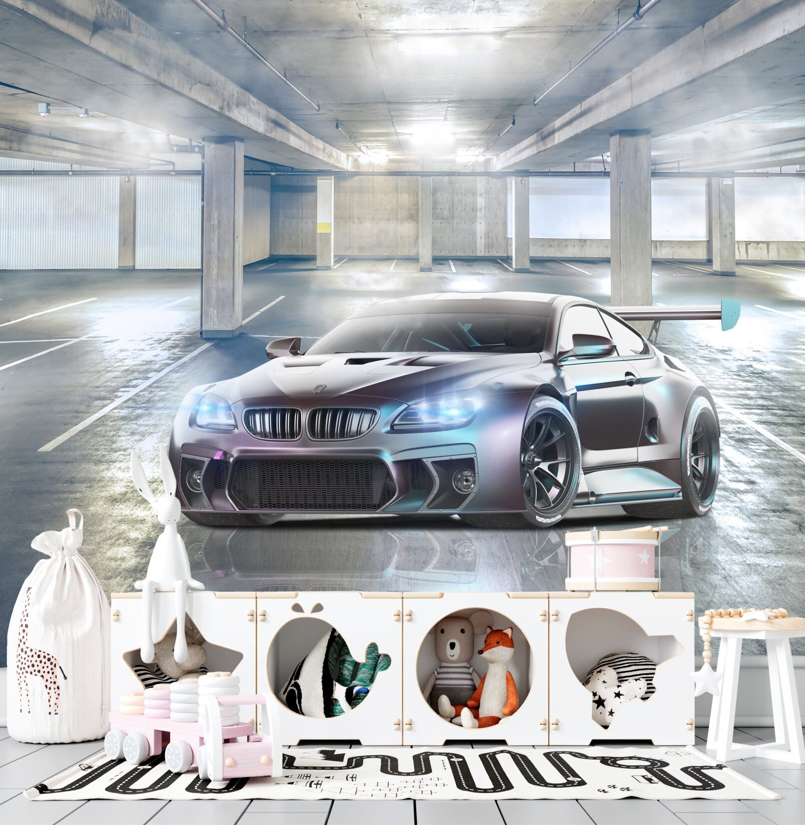 Фотообои "Спортивный автомобиль" 300*260 см. /Фотообои на стену для детской