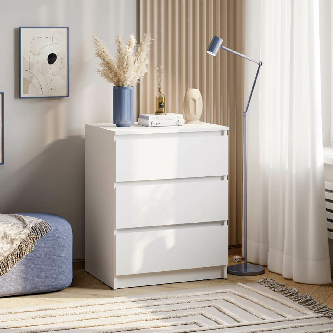 Комод 3 выдвижных ящика для спальни или гостиной, стиль минимализм