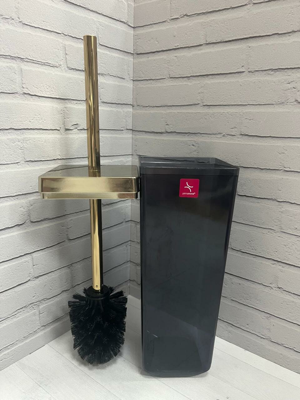 Ёрш для унитаза напольный, черный, с нейлоновой щеткой, пластиковый