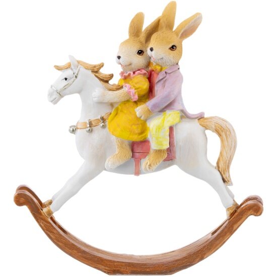 Фигурка Elan Gallery декоративная "Кролики на лошадке-качалке" 13*4*14,5 см