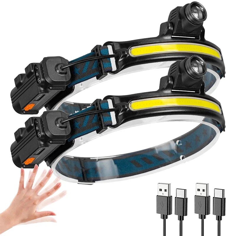 Индукционный налобный фонарь XIWANGFIRE W678-2 ZOOM 2pcs