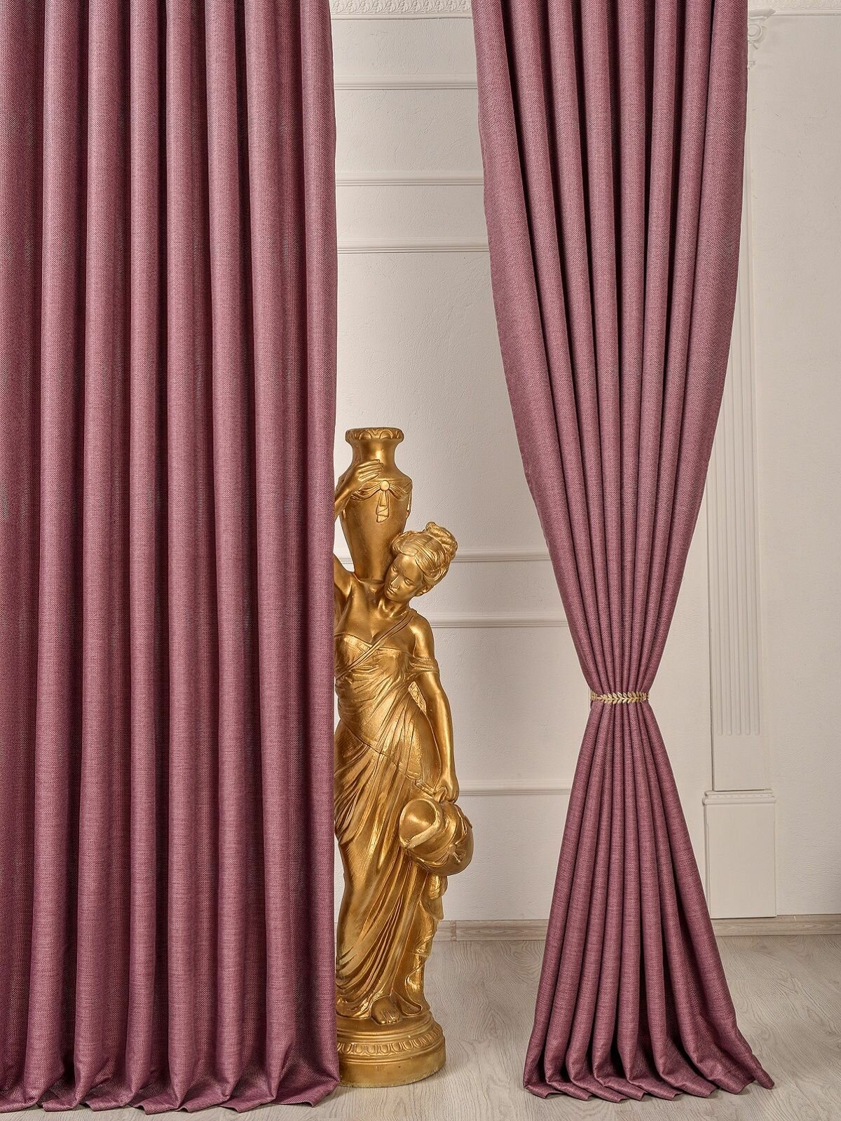 Комплект штор "Блэкаут рогожка 250" тёмно-розовый (508-12) арт.1937 (150x250 - 2 шт.)