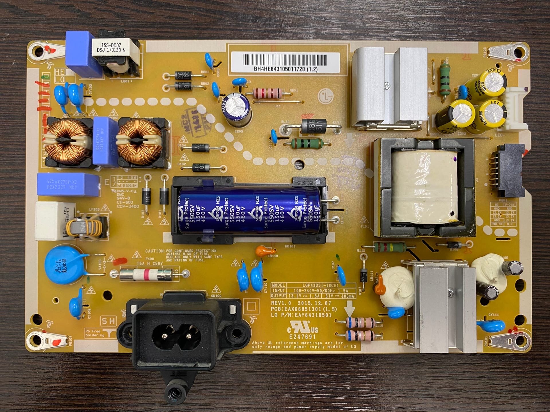 PowerBoard (EAX66851301(1.5) LGP43DS1-16CH1) для LG 43LH595V Б/У с разбора