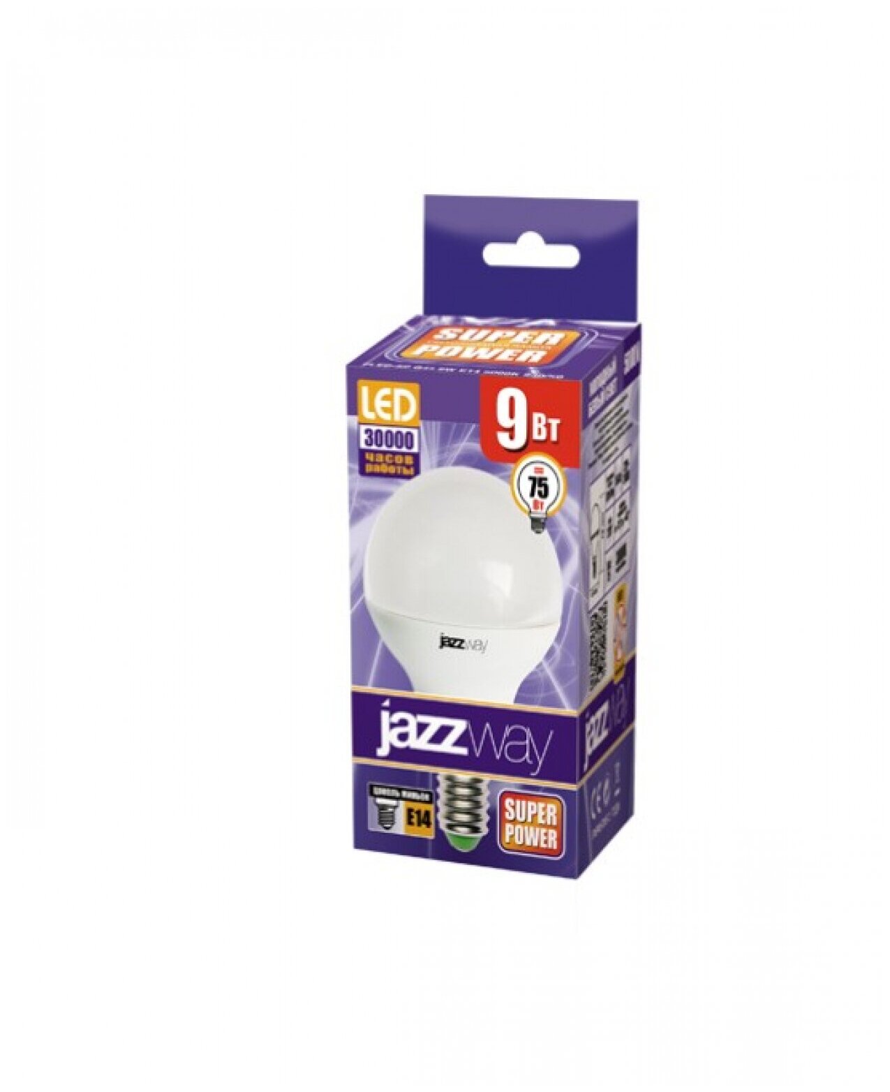 Лампа светодиодная PLED-SP 9Вт G45 шар 5000К холод. бел. E14 820лм 230В JazzWay 2859600A