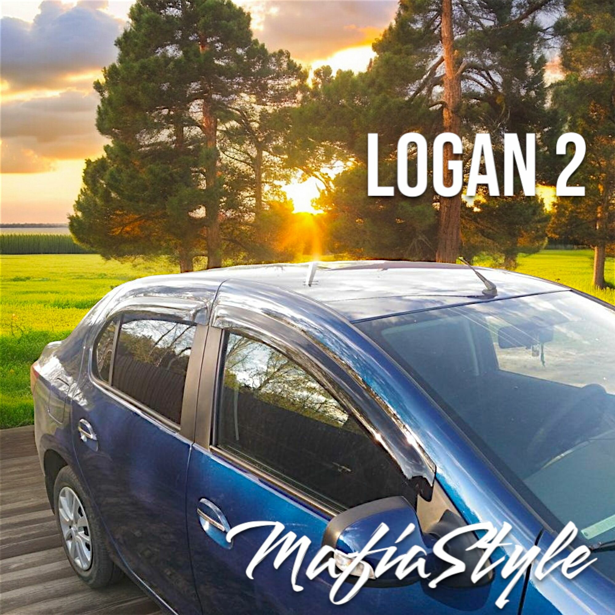 Дефлекторы боковых окон для Renault Logan 2 с 14г. ( Рено Логан 2 ) 2014 2015 2016 2017 2018 2019 2020 2021 2022 2023 2024 / Накладка на двери , ветровики на стекла двери автомобиля