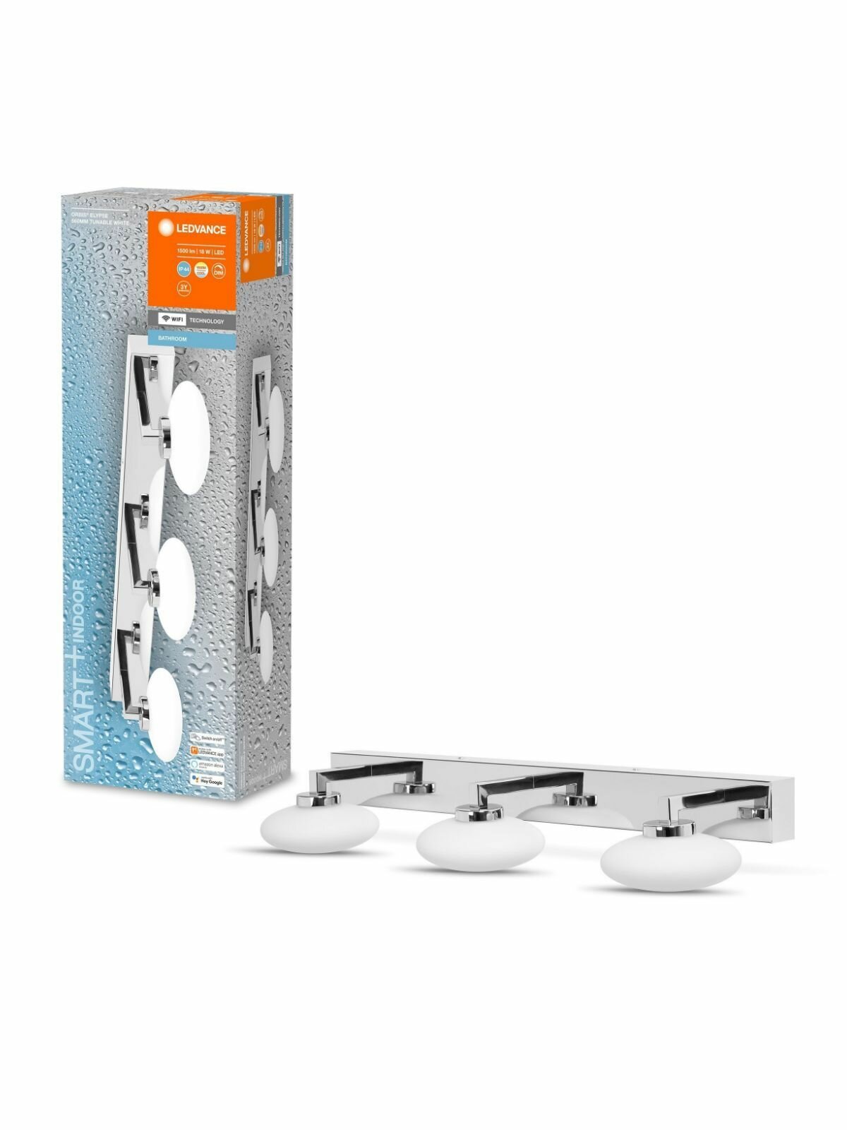 Умный светодиодный настенный светильник для ванной комнаты LEDVANCE SMART+ Wifi Orbis Wall Elypse TW, 18 Вт, 1500Лм, 3000-6500К, IP44, 560 мм