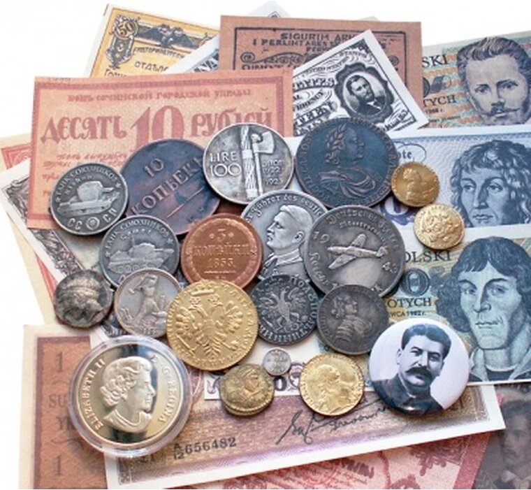 Распродажа #2 набор 19 монет России, Германии, значок Сталин + 20 банкнот сувенирная копия, банкноты и купюры редкие коллекционные