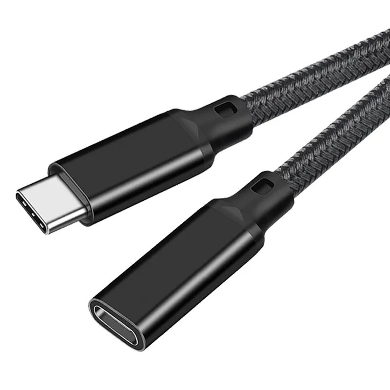USB C удлинитель кабеля 10 Гбит/с 100 Вт для MacBook Pro Samsung Xiaomi 0,2 м, Braid Black