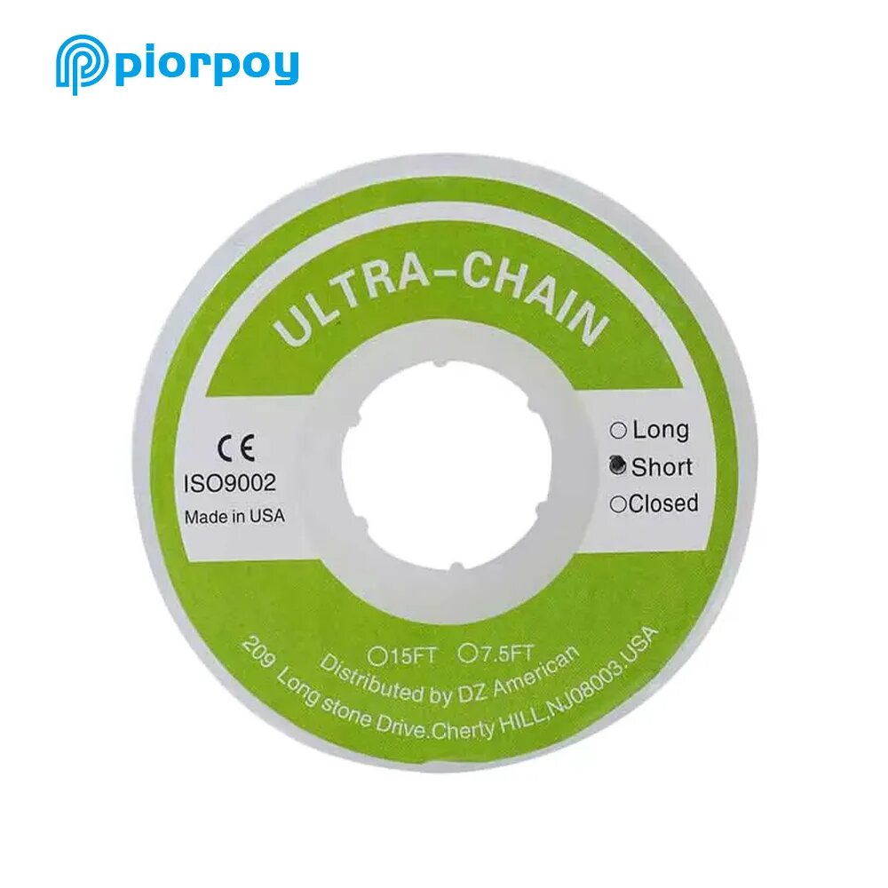 Ортодонтическая эластичная цепочка PAQIN прозрачная 2,28 м Short