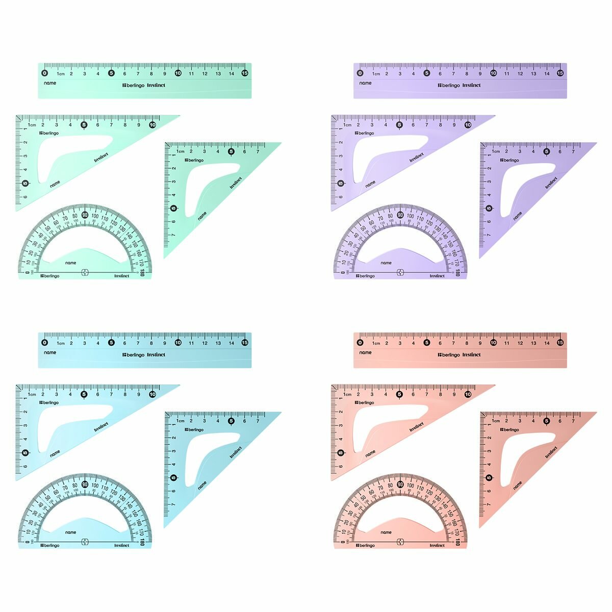 Набор чертежный малый Berlingo Instinct (треугольники 2шт, линейка 15см, транспортир) (RS_40015)