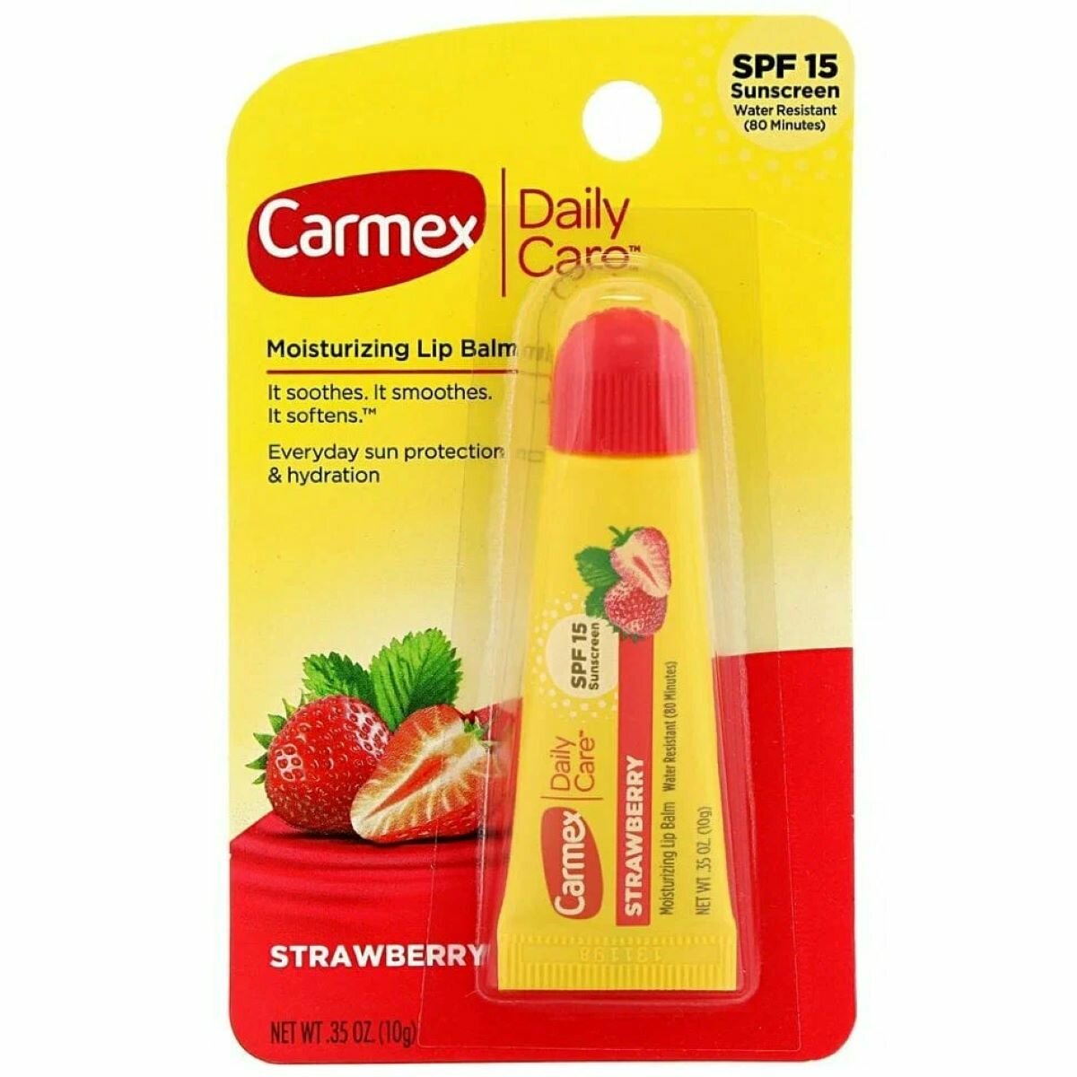 Бальзам увлажняющий для губ Carmex Moisturising Lip Balm SPF 15 Strawberry, 10 гр