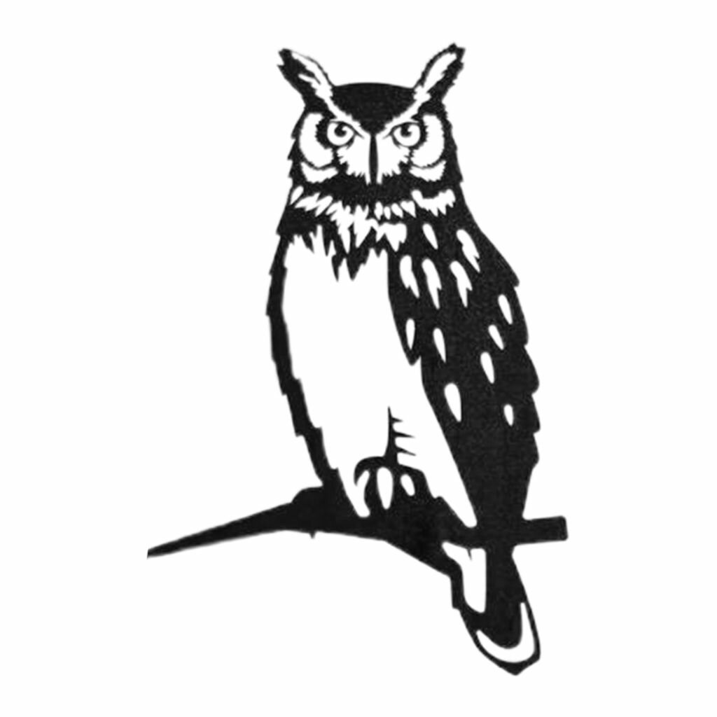 Металлическая сова для сада с черным антикоррозийным покрытием, из нержавеющей стали — стильное украшение для дачи